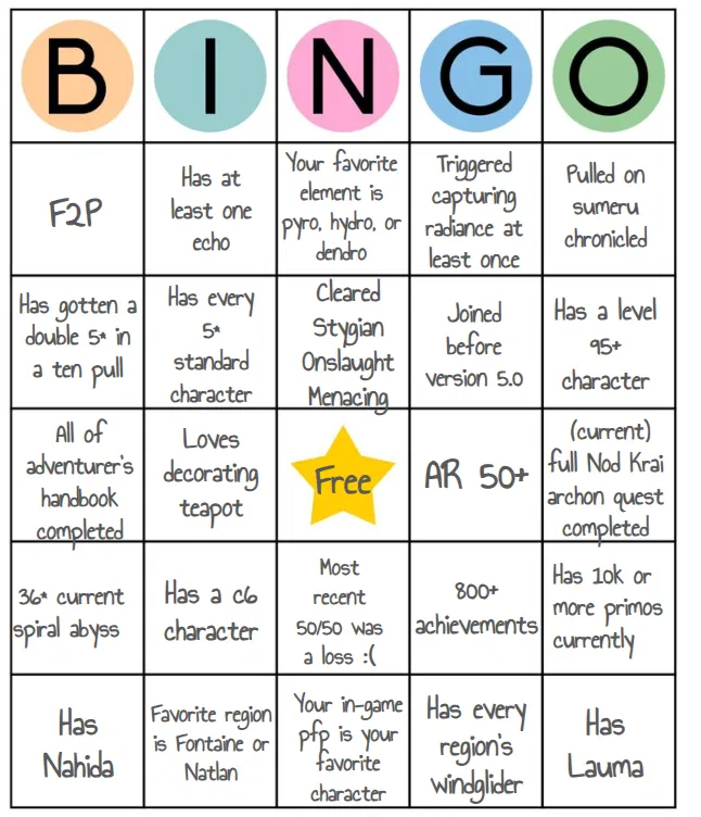 Shout BINGO in the comments if you can make bingo !!☆ | Fandom