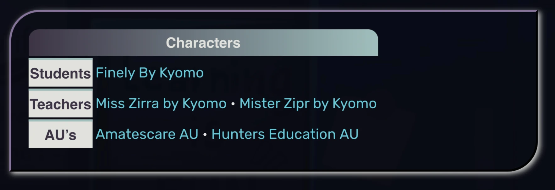 My updated oc navbox | Fandom