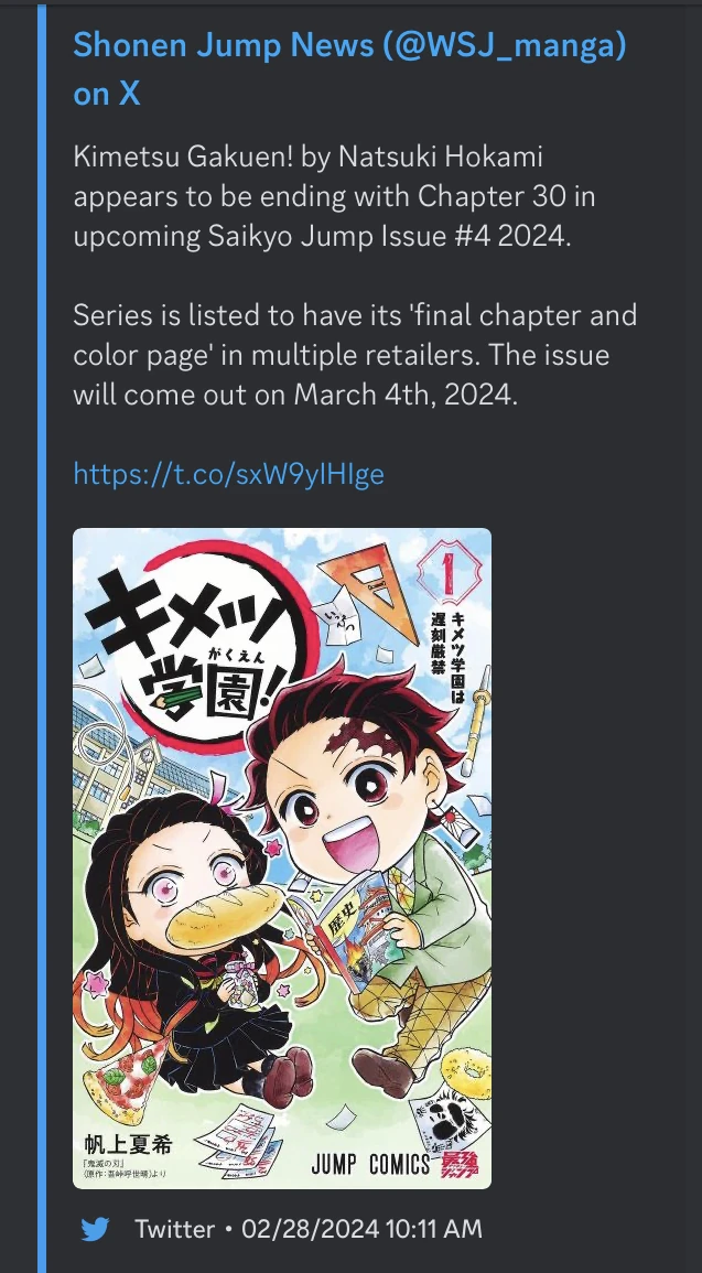 Kimetsu gakuen is ending at chapter 30… | Fandom