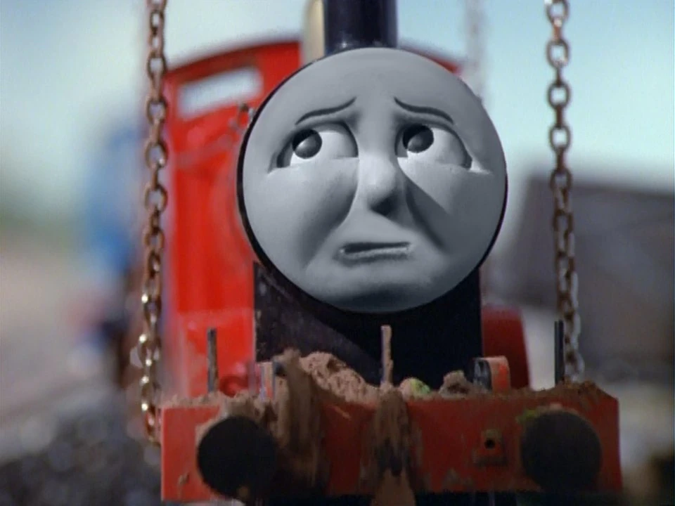 James' worried face in "Thomas and the Breakdown Train" (1984) | Fandom
