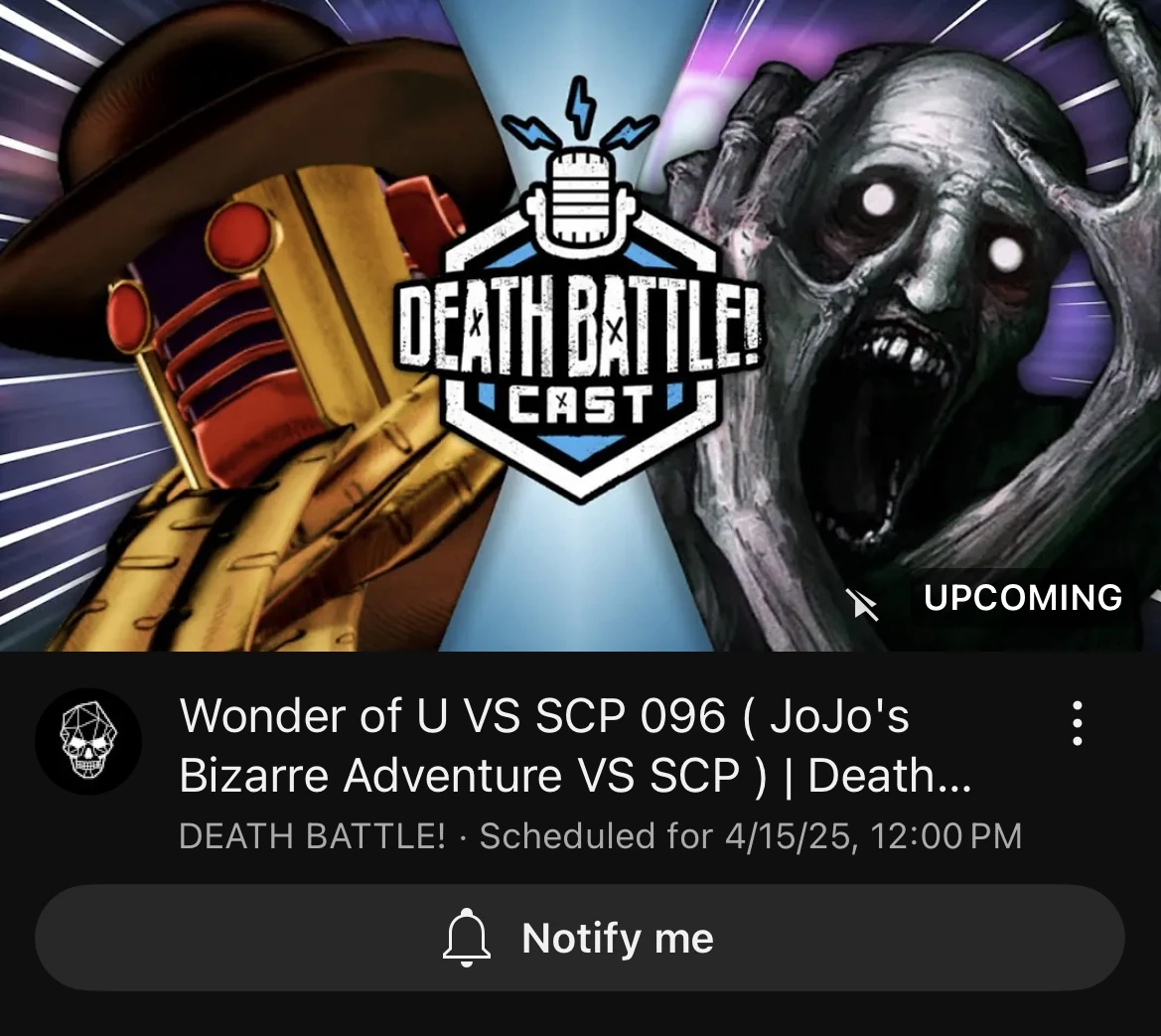 The next death battle cast is Wonder of U vs SCP 096, any thoughts ...
