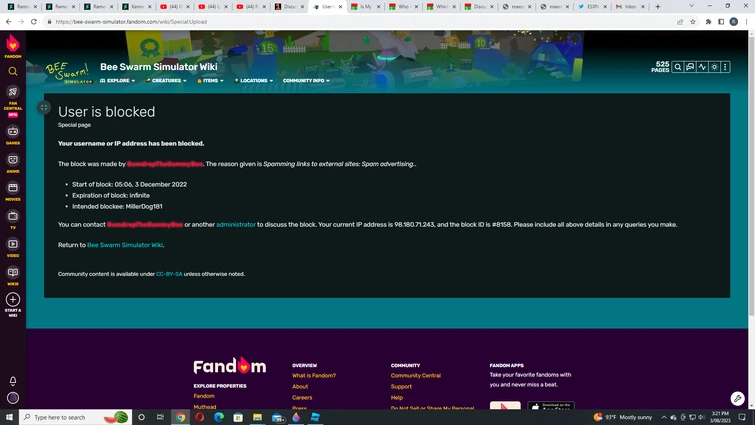 I got blocked from the Bee Swarm Simulator Wiki. I DID NOT DO ANYTHING WRONG! | Fandom