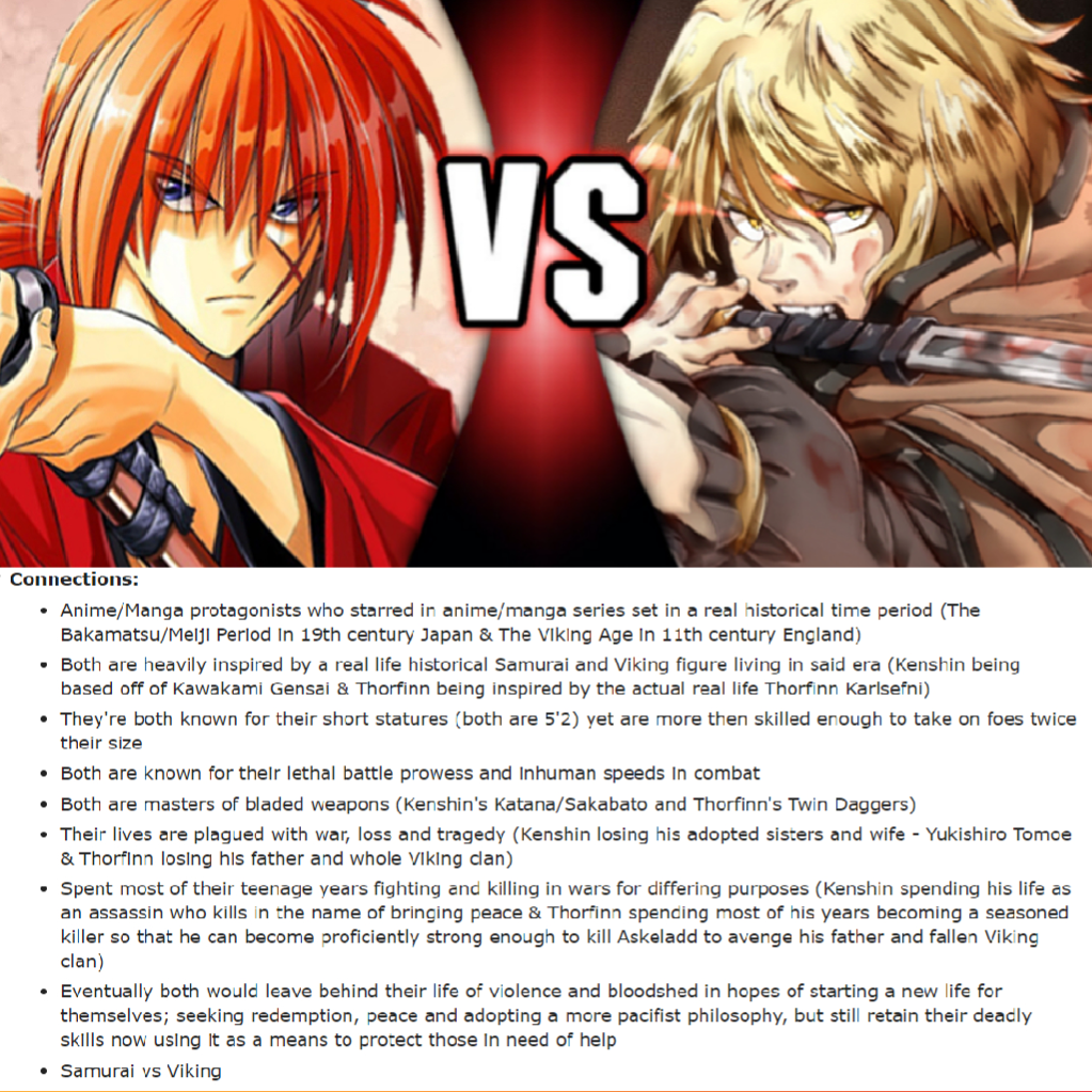 Kenshin Himura VS Thorfinn Karlsefni (Rurouni Kenshin vs Vinland Saga ...