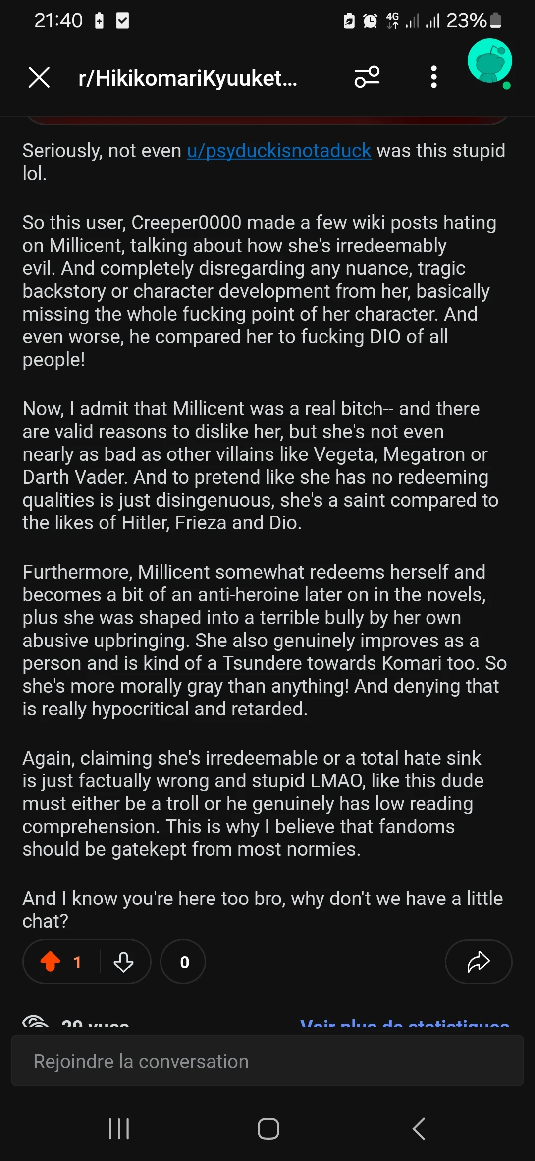 Response to creeper0000 about Millicent Bluenight. | Fandom
