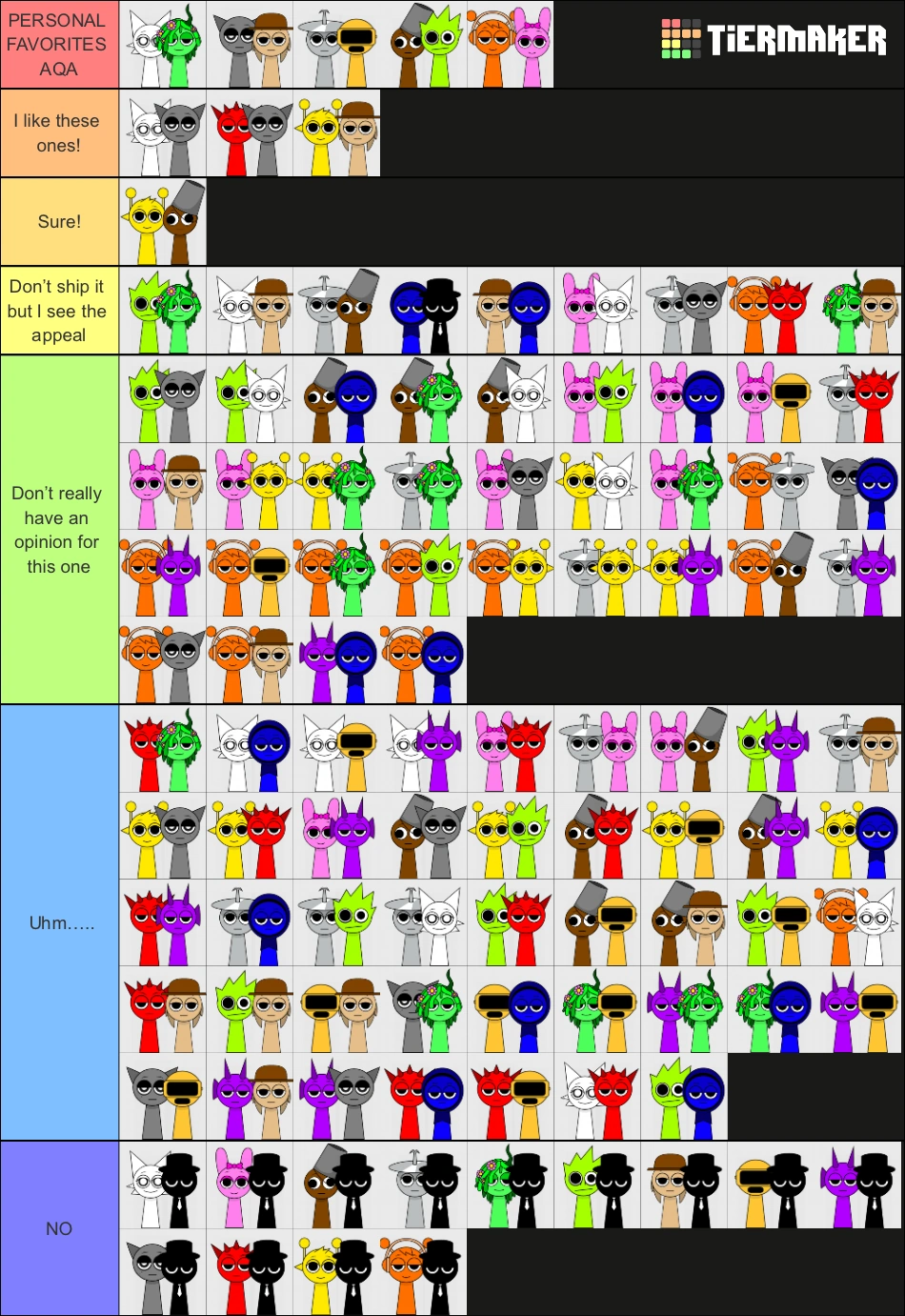 Sprunki ship tier thing | Fandom