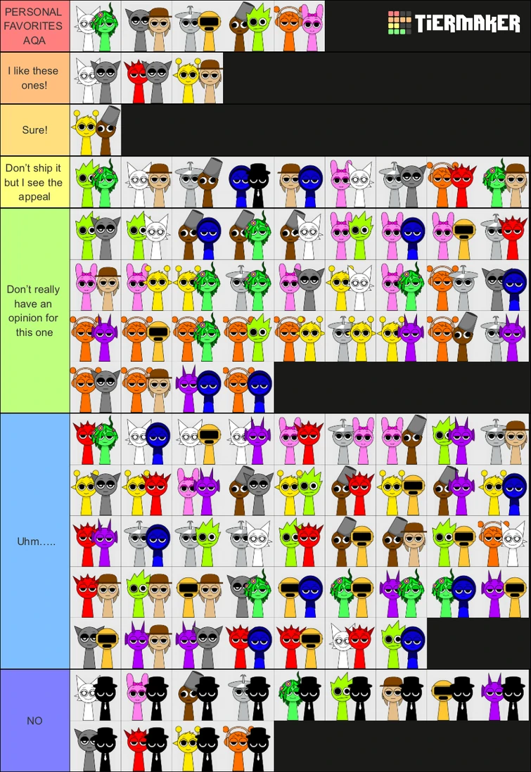 Sprunki ship tier thing | Fandom