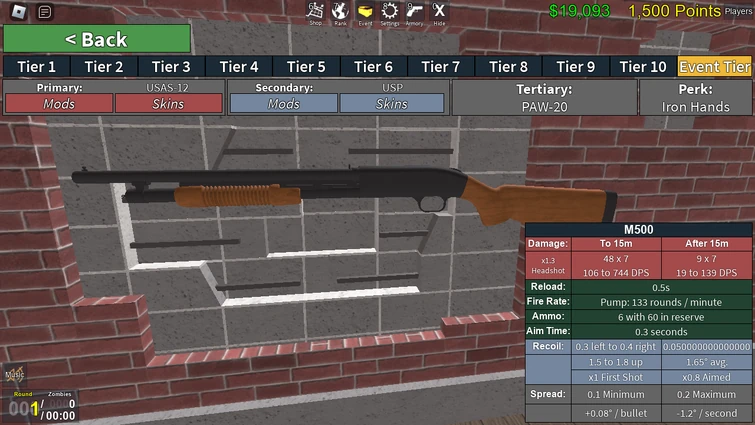 M500 is now the highest DPS weapon on zombie uprising now | Fandom