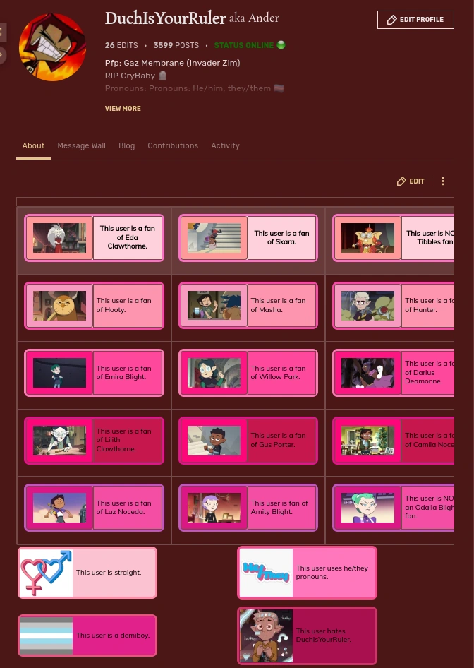 My whole userpage is pink now | Fandom