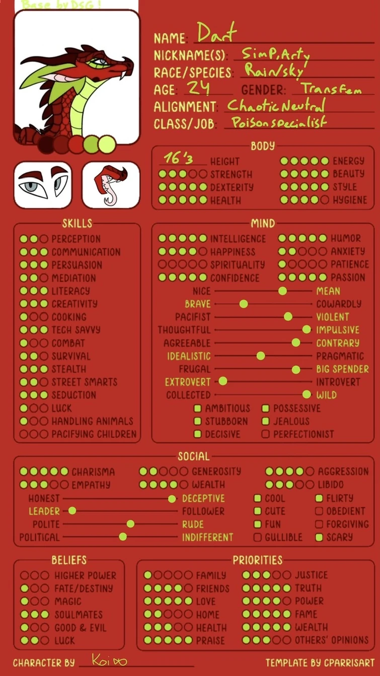 Dart trait chart | Fandom