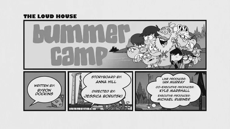 Bummer camp title card in black and white style | Fandom