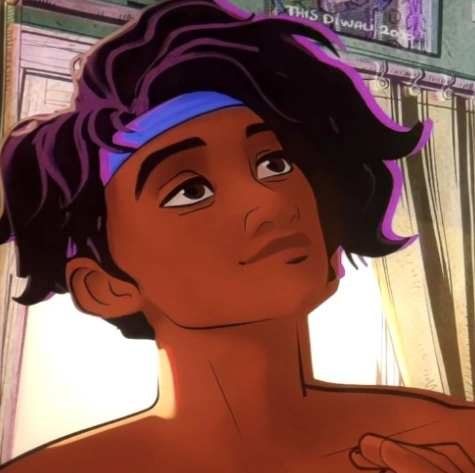 So, Pavitr is looking up at the post on top of this, what is he looking ...