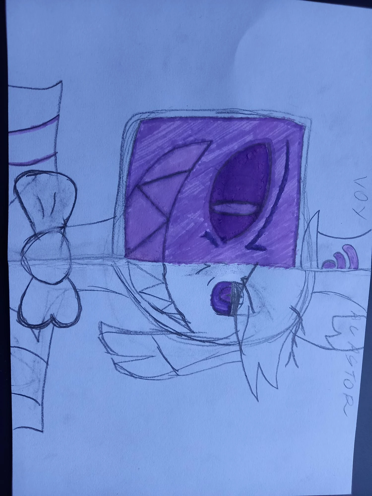 Half vox half alastor... sorry i have only purple markers | Fandom