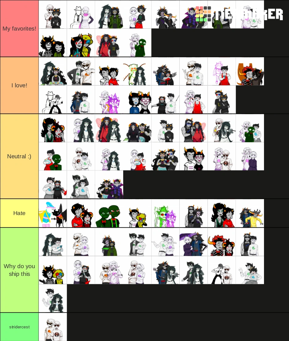 My Homestuck ship tier list!! Thoughts? | Fandom