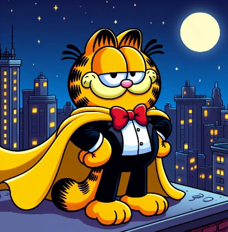 Who said AI can't make awesome art? Here's a superhero Garfield with a ...