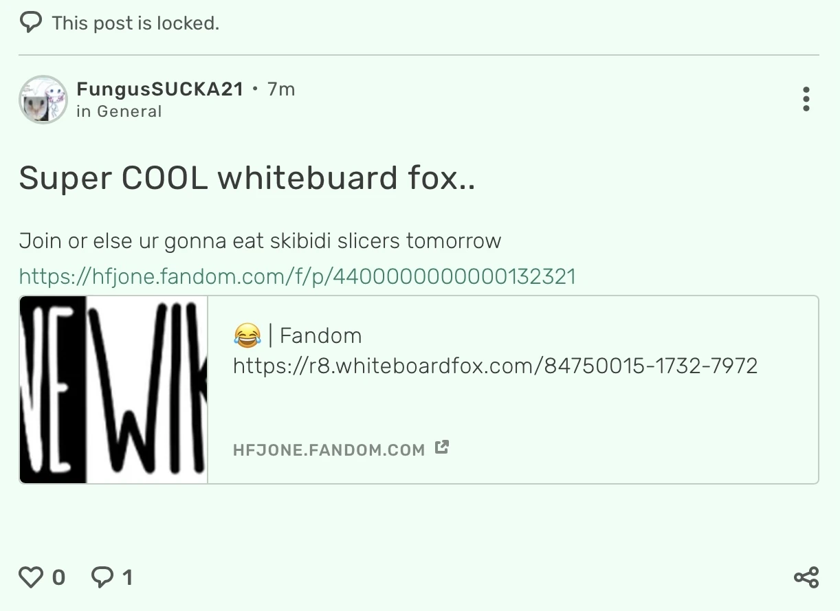 Blud got a locked post with one reply | Fandom