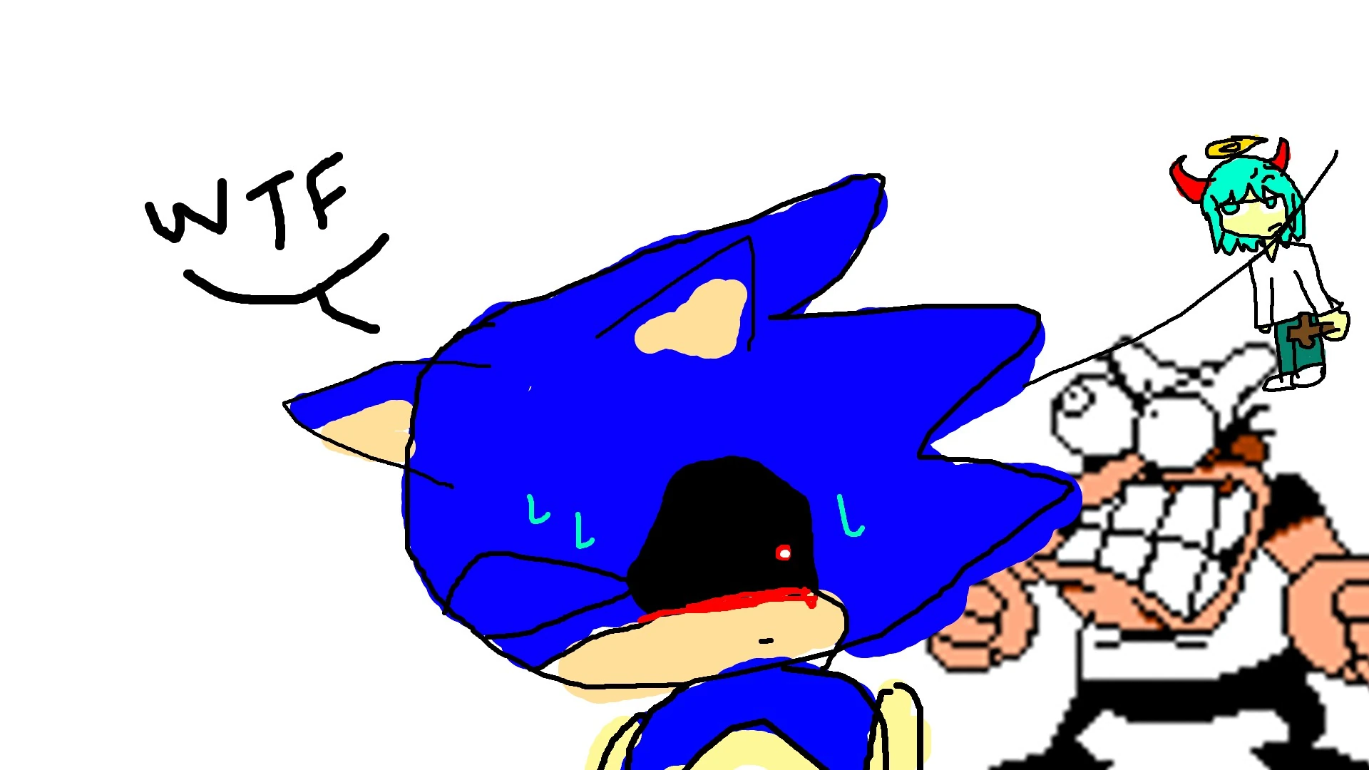 guiding and Peppino scared sonic exe, cuz sonic exe doesn't like ...