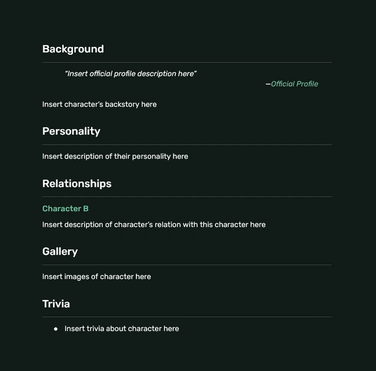 since there's no fanon wiki yet (to my knowledge), i made a google docs ...