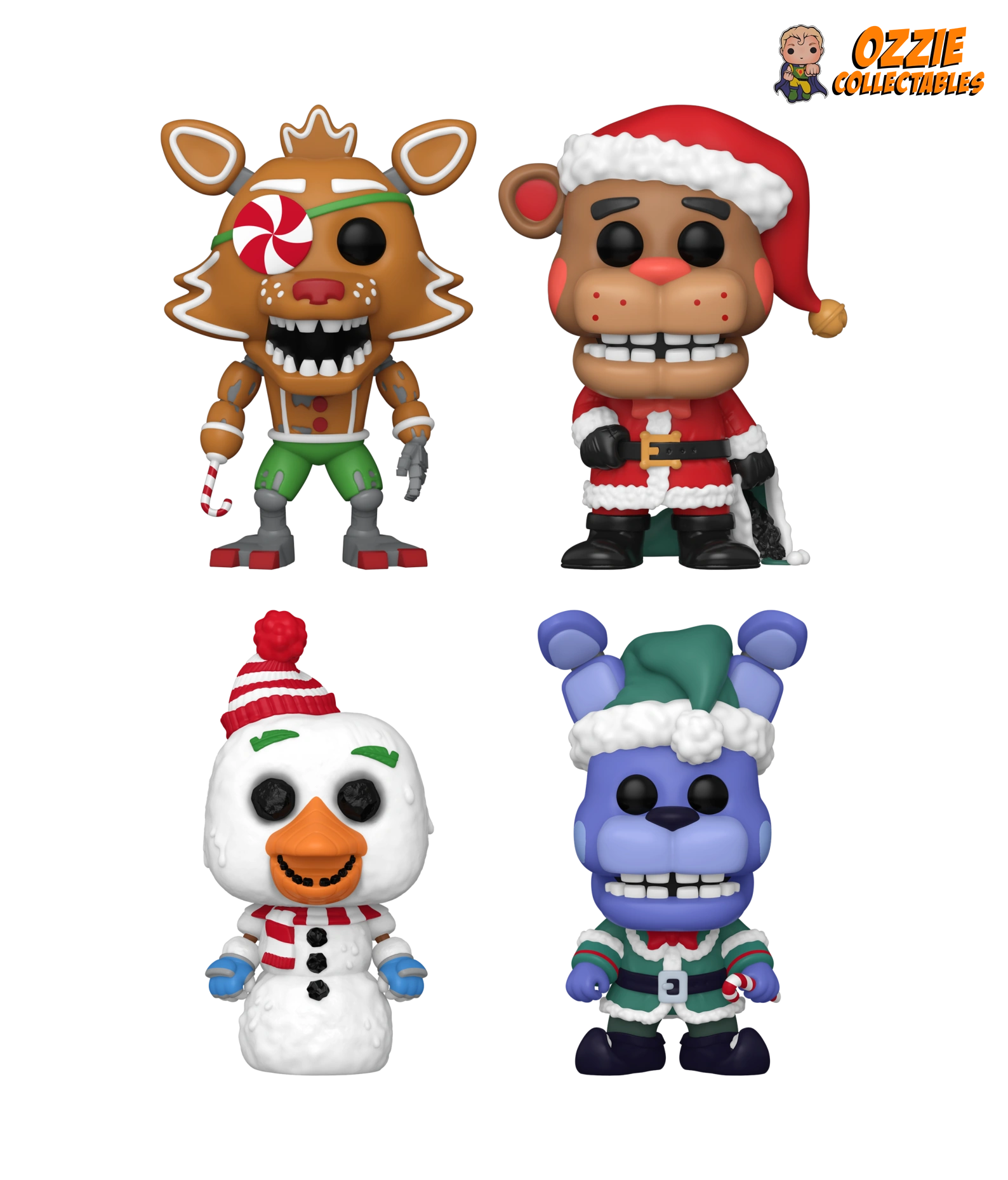 Santa Freddy, Elf Bonnie, Snow Chica and Gingerbread Foxy fan made ...