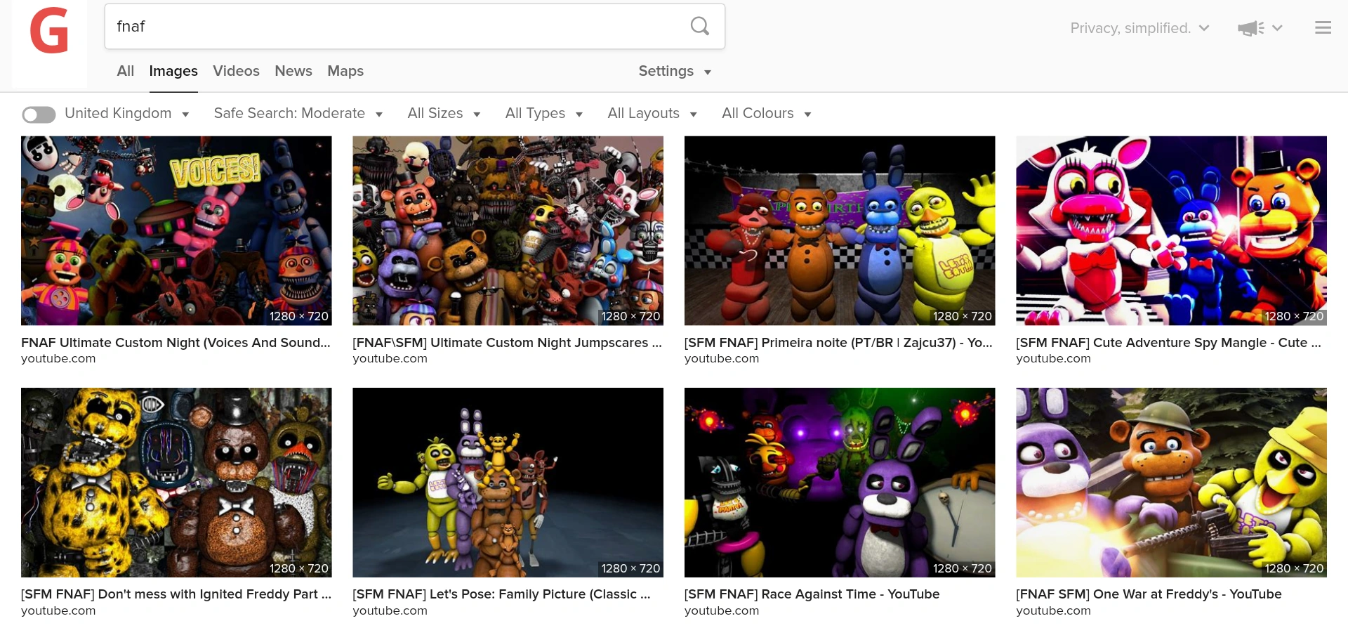 First thing when you surch up FNaF on Google and look at the images ...
