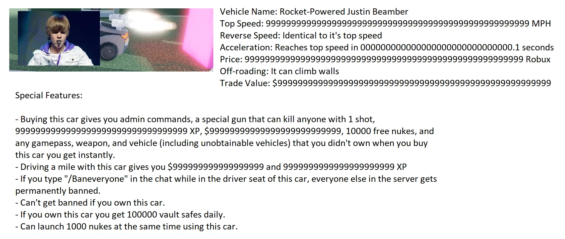 Vehicle Concept: Rocket-Powered Justin Beamber | Fandom