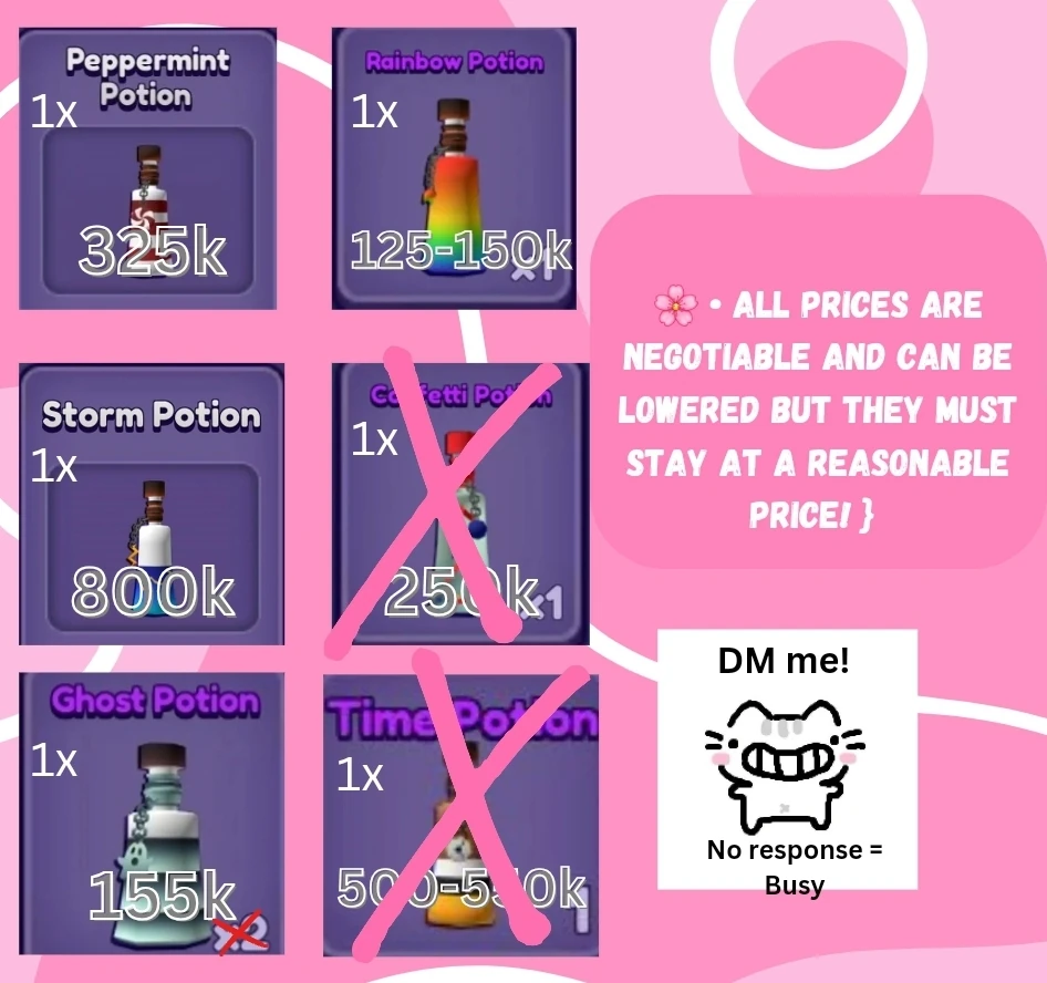 🌸 • Selling all these potions! Note: All prices can be lowered, Just ...