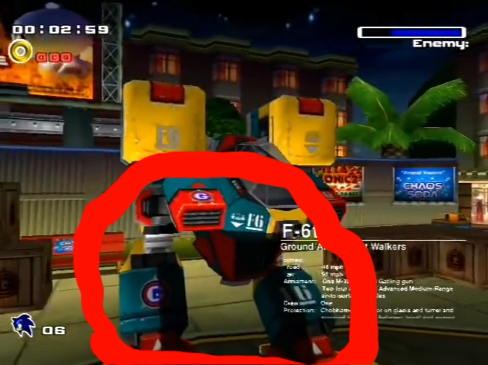 Dreamcast version of Sonic Adventure 2: "Character shadow rendering is ...