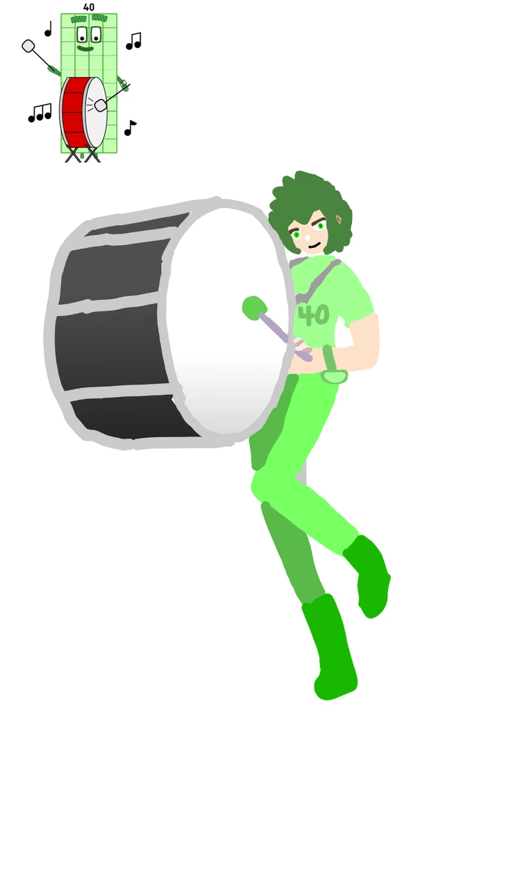 Humanized Numberblocks Forty playing his Bass Drum | Fandom