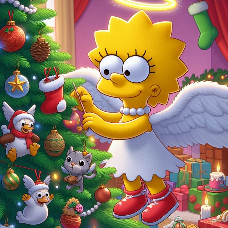 Lisa Simpson as a Christmas Angel Decorating the Christmas Tree | Fandom