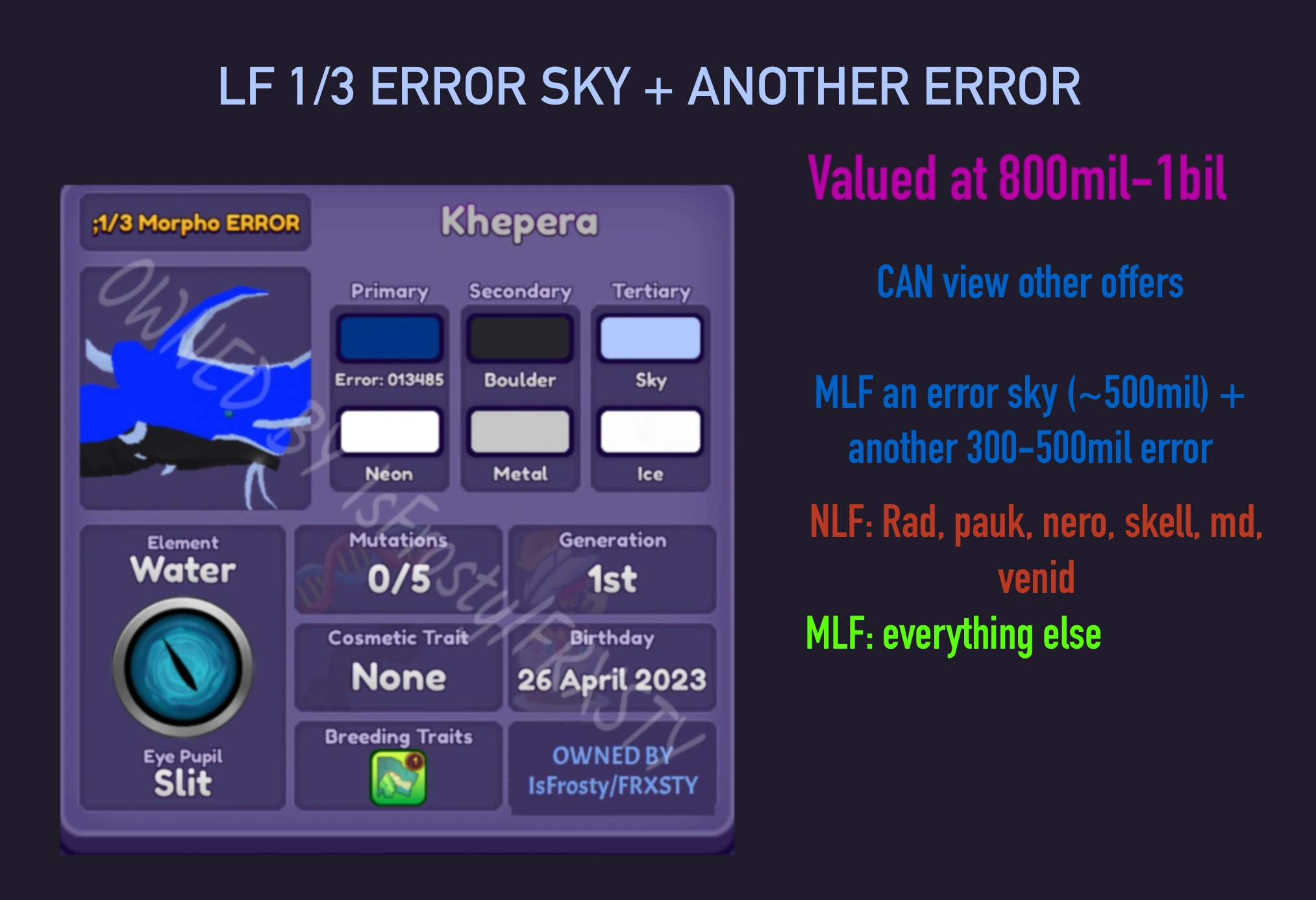 Repost | LF 1/3 error color sky + another error color | Fandom
