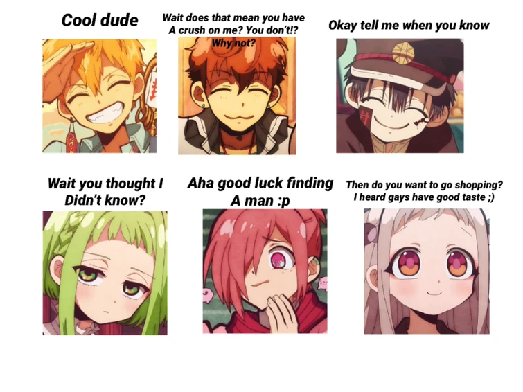 How TBHK characters would react if I said “I think I’m gay” (inspo from ...