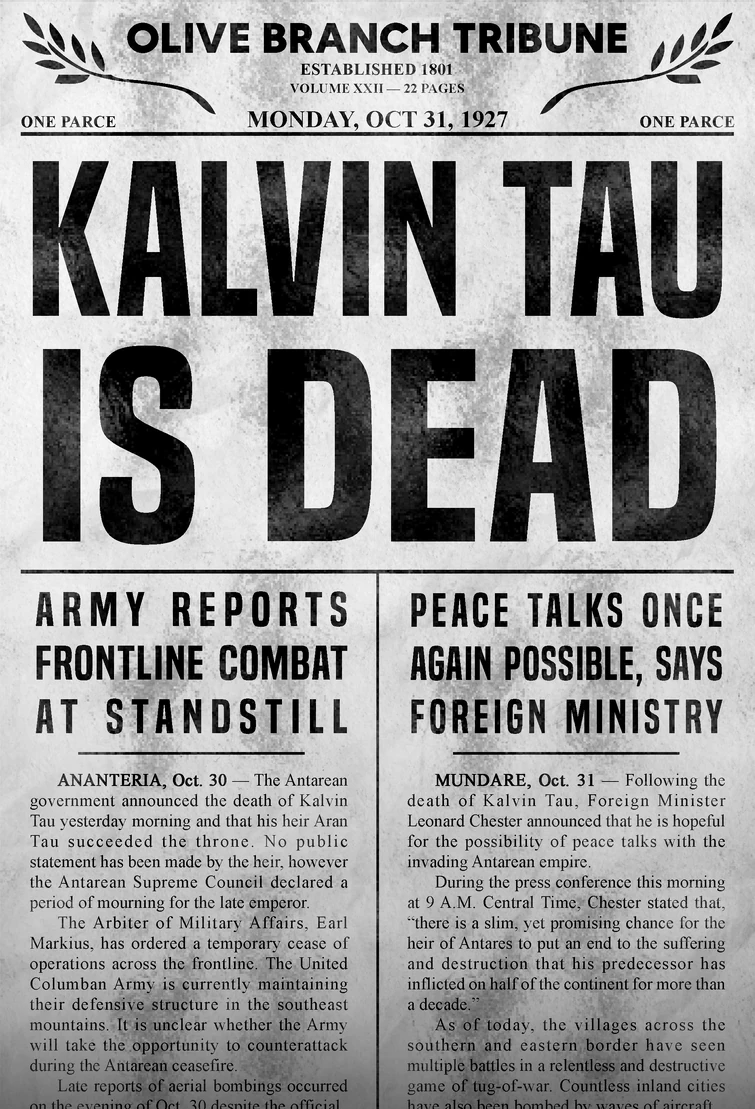 Kalvin Tau Newspaper (Official) | Fandom