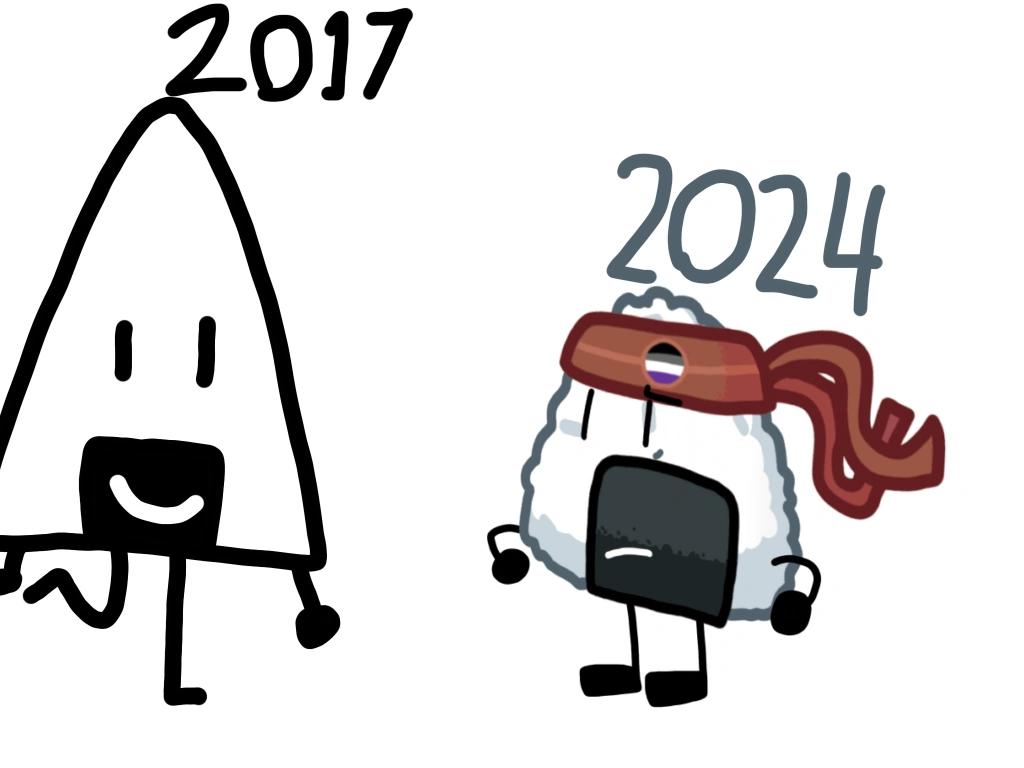 Show me the old design of your main osc oc and your current design of ...
