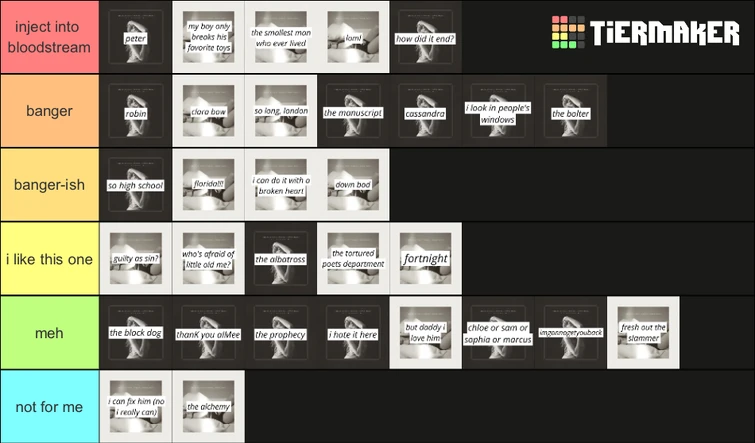 my maybe controversial ttpd ranking | Fandom