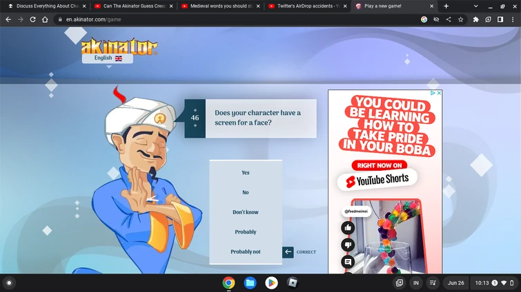 akinator (couldnt screenshot fail 2 bc laptop suddenly restarted so i added 6 misc images at ðe ...