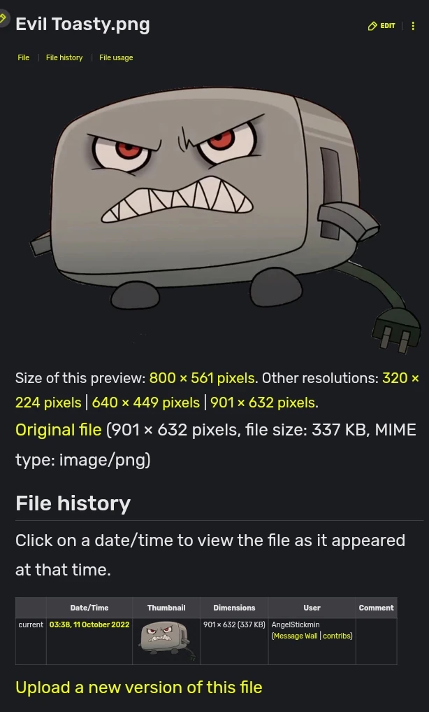 Can someone please delete the "Toasty Evil" image one if you have Admin ...