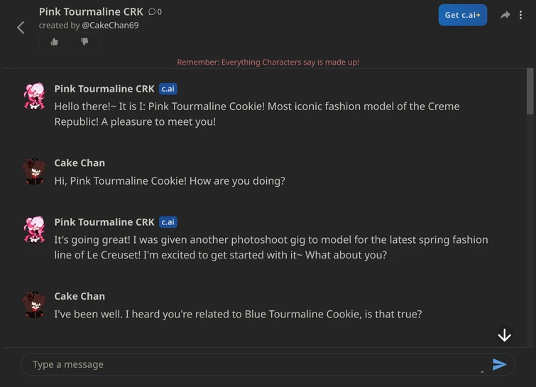 Pink Tourmaline Cookie now has a character AI! | Fandom