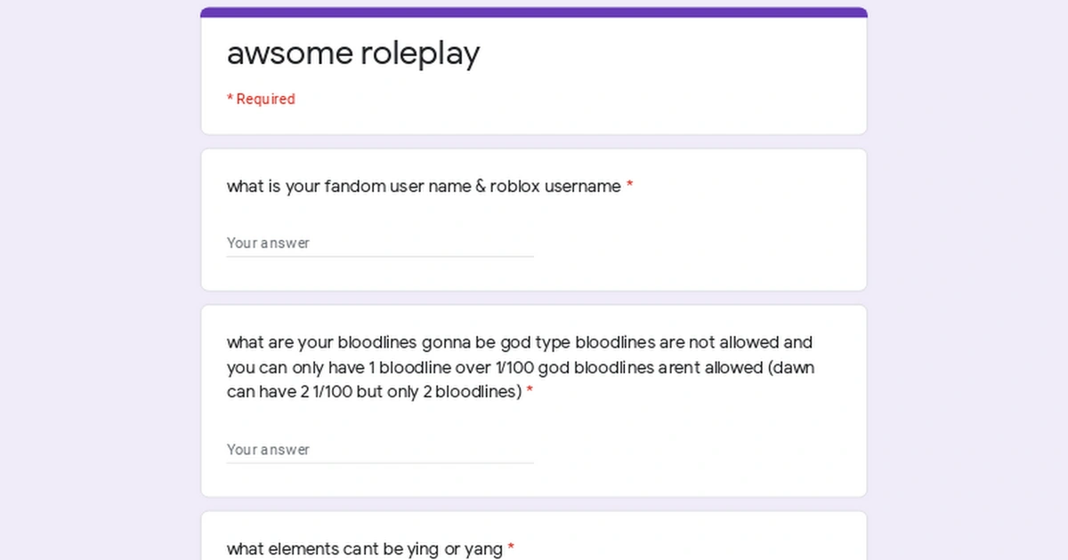 roleplay forms | Fandom