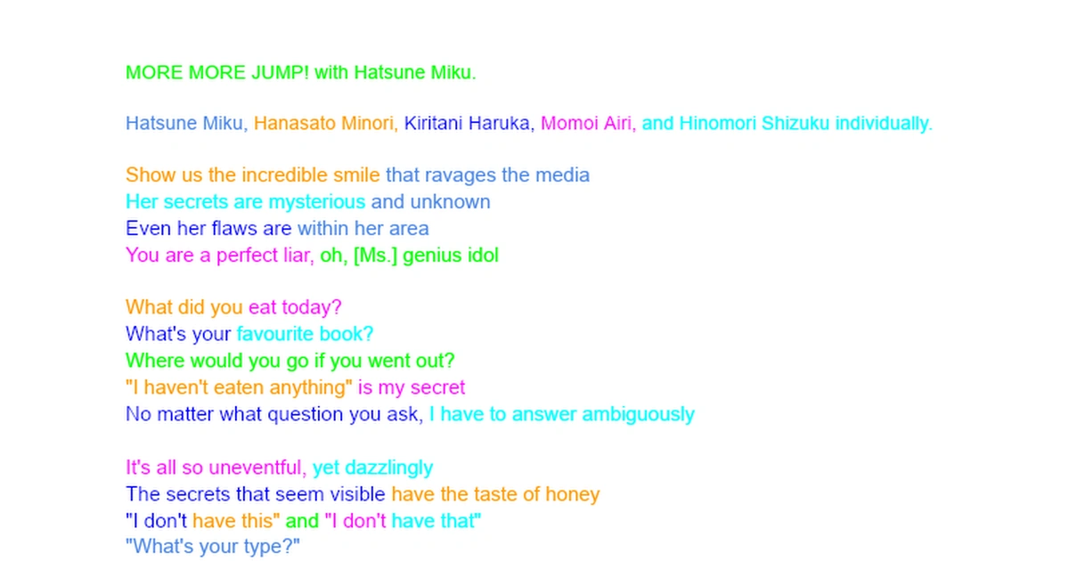 I finished my color-coded lyrics for Idol. | Fandom