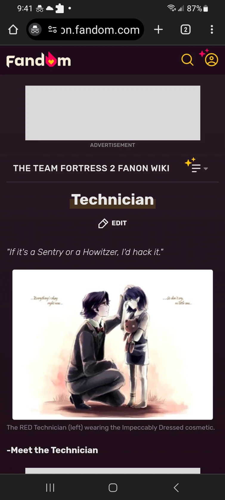 This fan-made TF2 character page contains stolen Simon fanart | Fandom