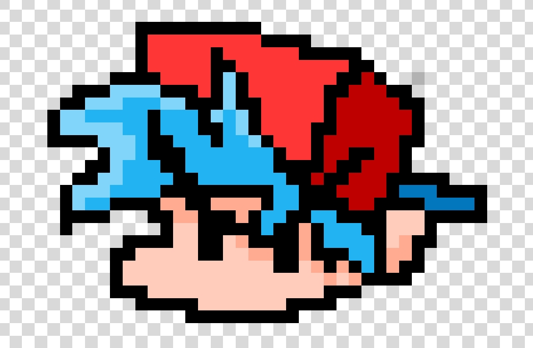 i (almost) first time try draw pixel art and i draw boyfriend (form fnf ...