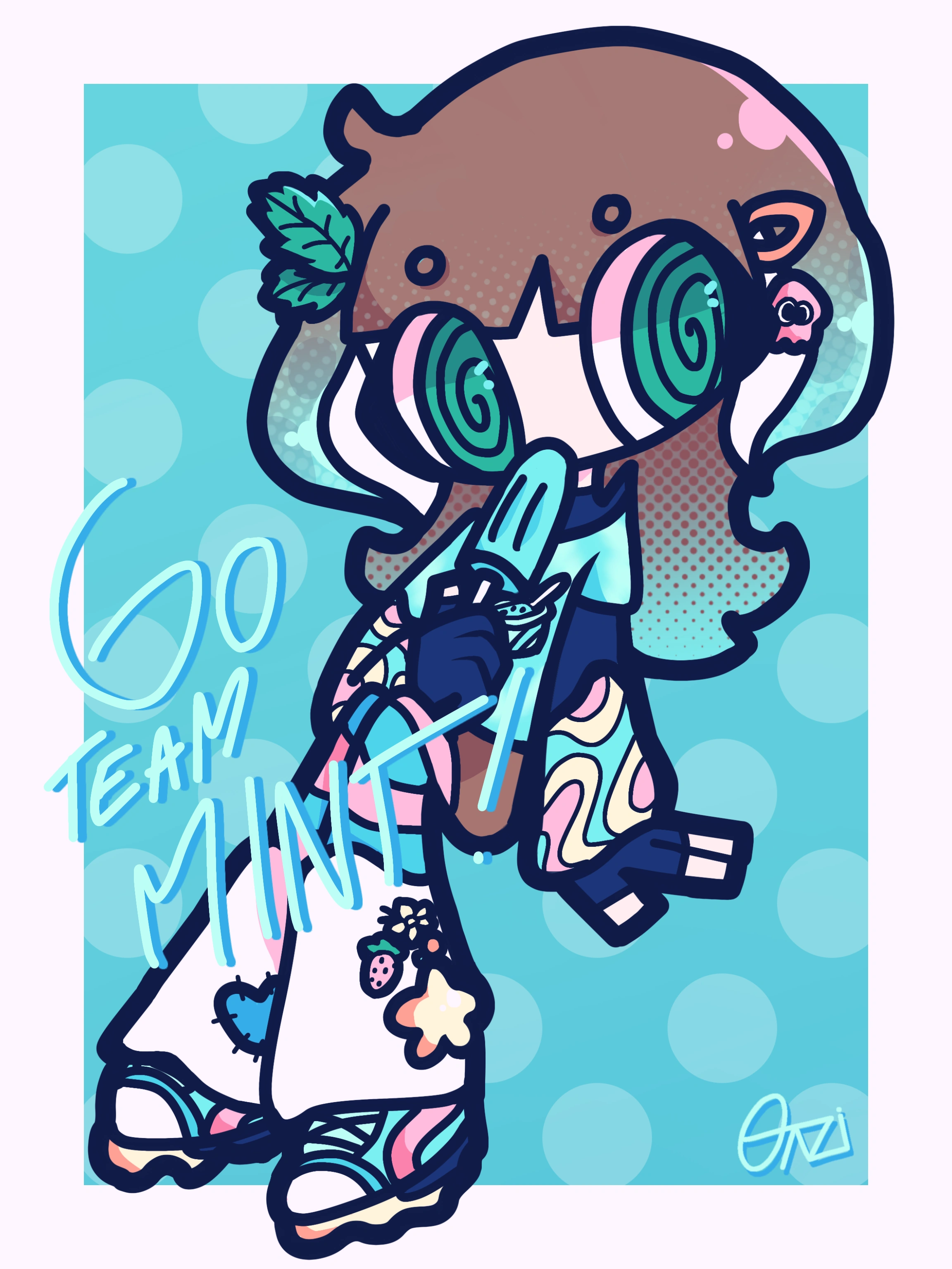 just drew this splatfest art for team mint chip | Fandom