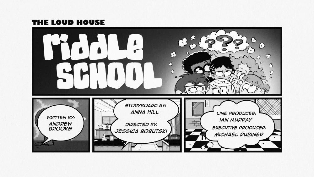 Riddle school title card in black and white style | Fandom