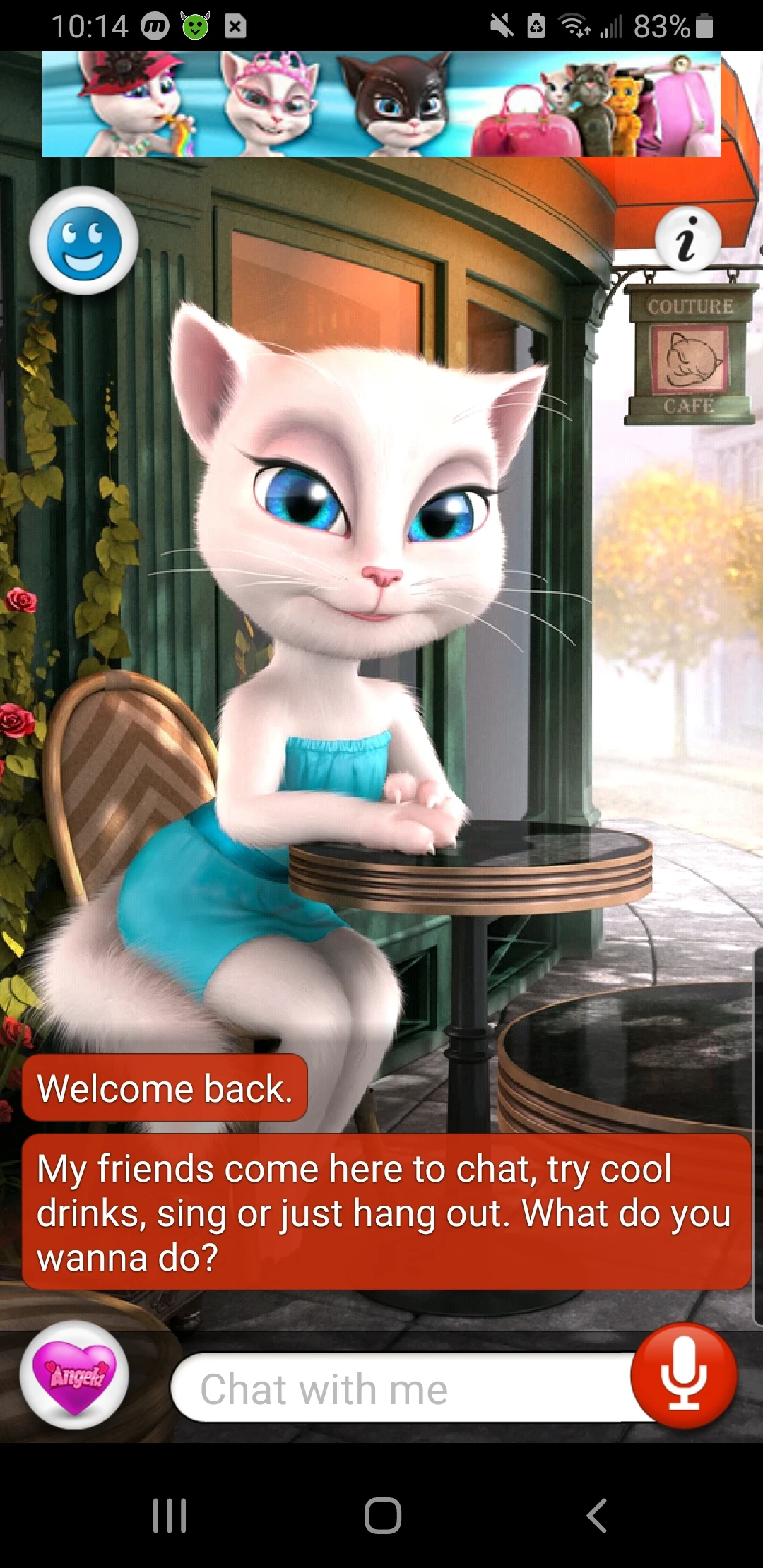 Give me a chat version of Angela that has clothes, drinks, potions and ...