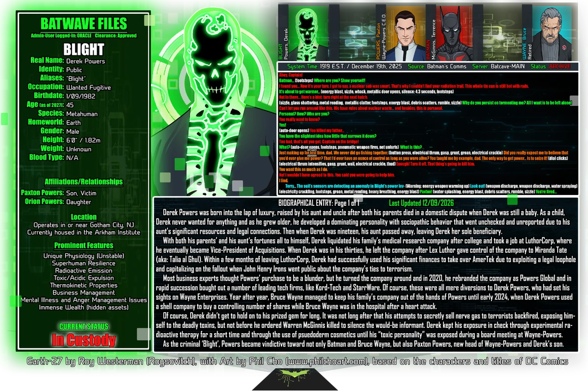 Batwave Files: Blight | Earth-27 Wiki | Fandom