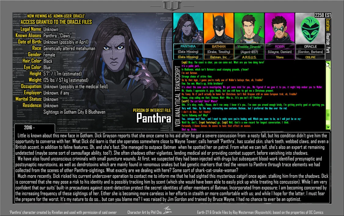 Oracle Files: Panthra | Earth-27 Wiki | Fandom