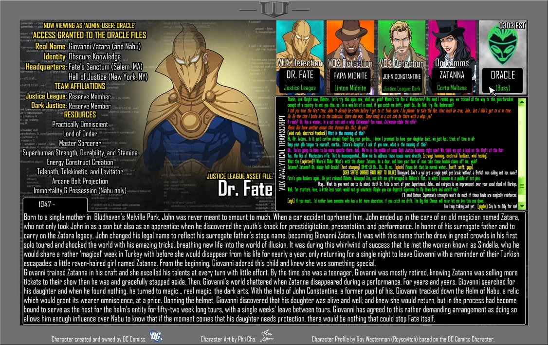Oracle Files: Dr. Fate | Earth-27 Wiki | Fandom