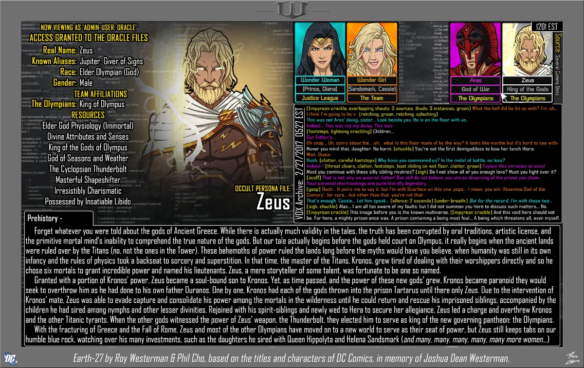 Oracle Files: Zeus | Earth-27 Wiki | Fandom
