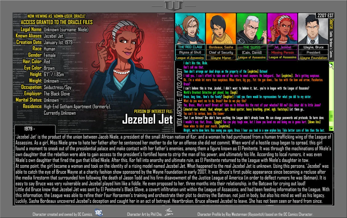Oracle Files: Jezebel Jet | Earth-27 Wiki | Fandom
