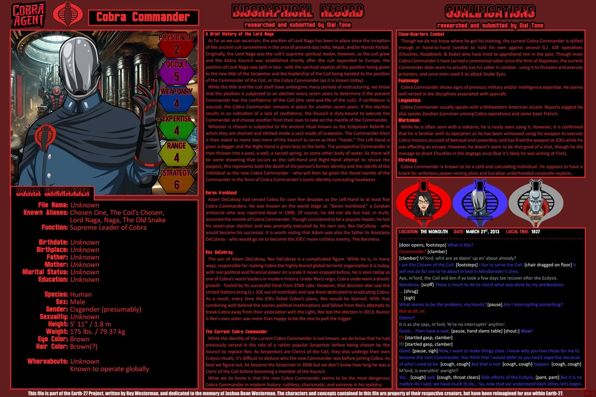 Cobra Agent Dossiers: Cobra Commander | Earth-27 Wiki | Fandom