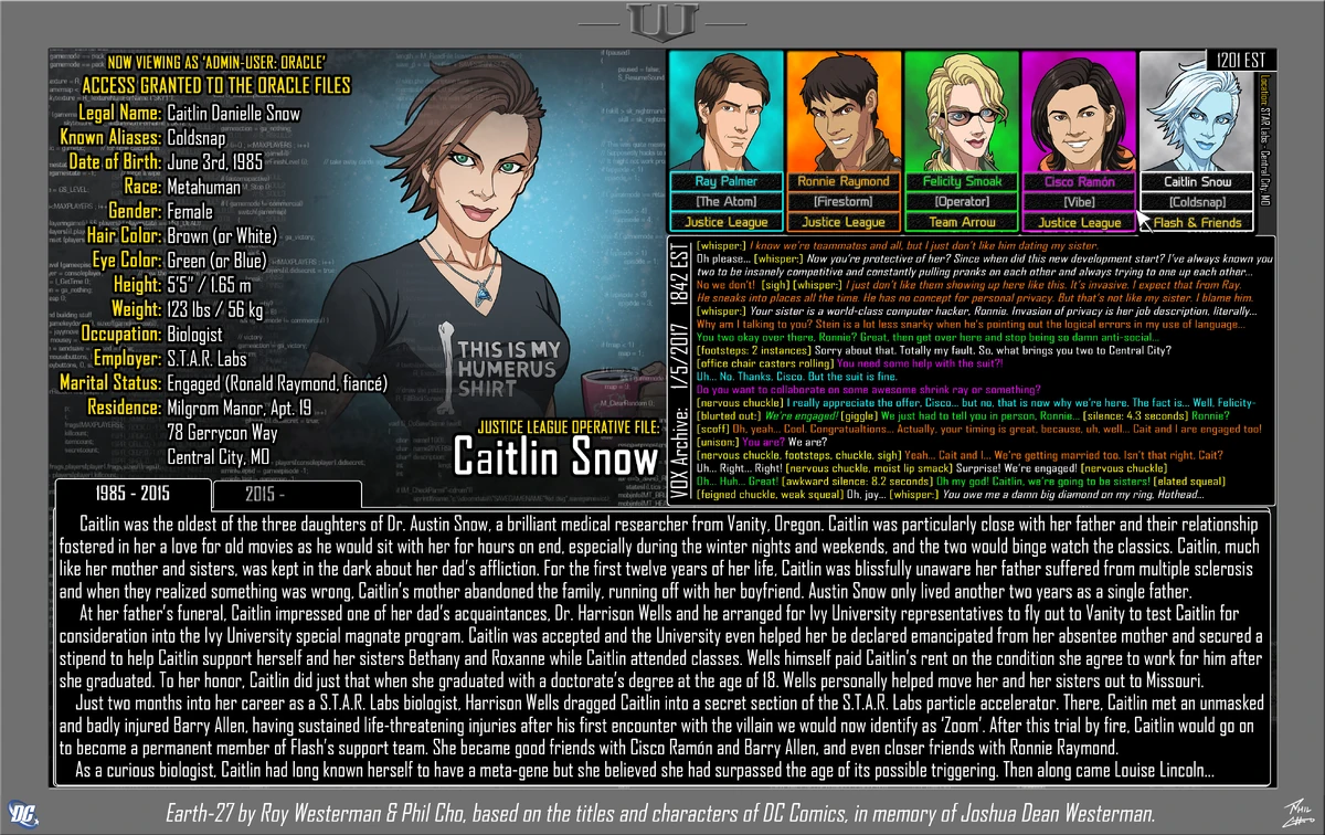 Oracle Files: Caitlin Snow 1 | Earth-27 Wiki | Fandom
